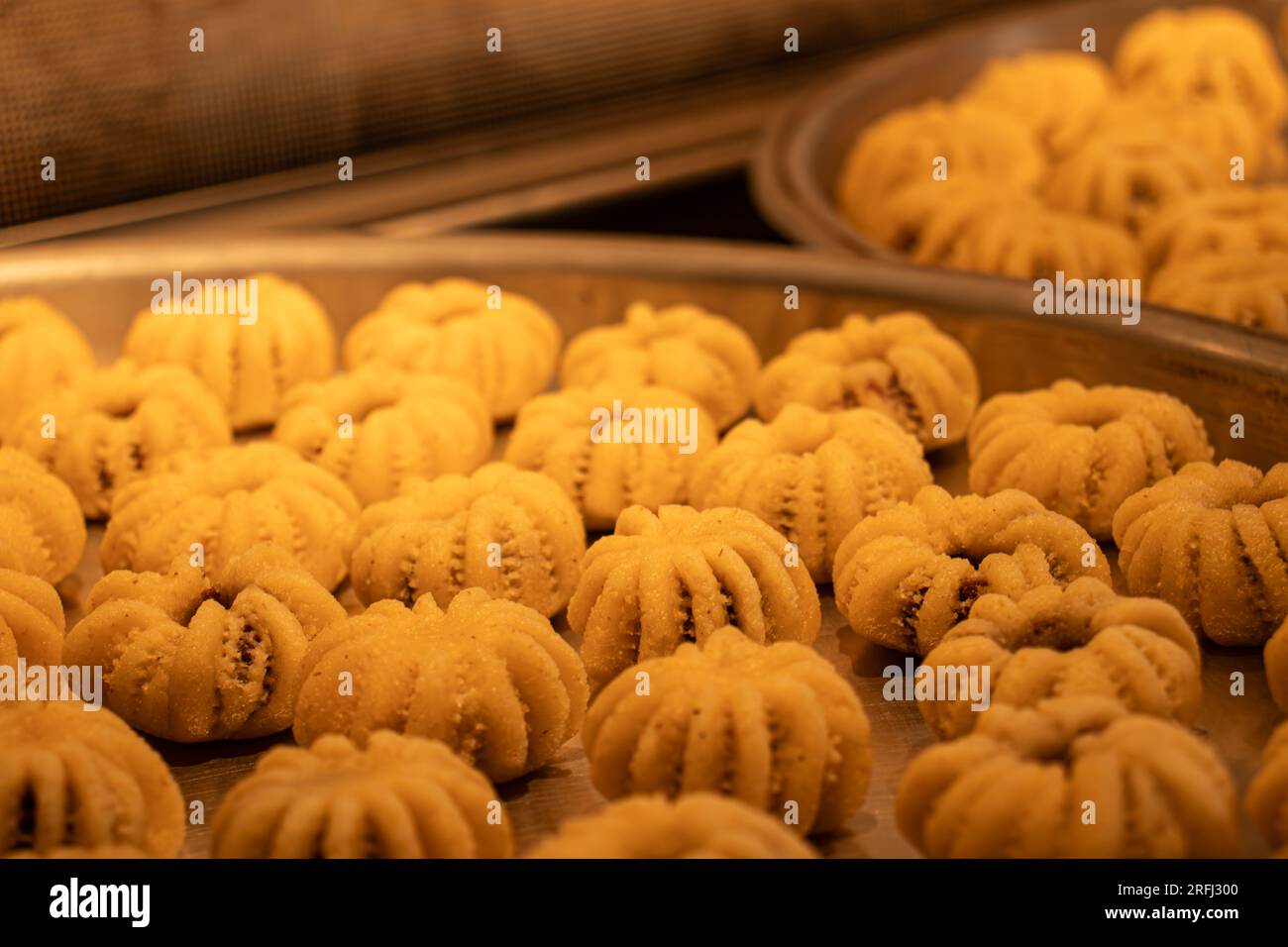 Process of making arabic cookies and kahk for islamic eid after ramadan ...