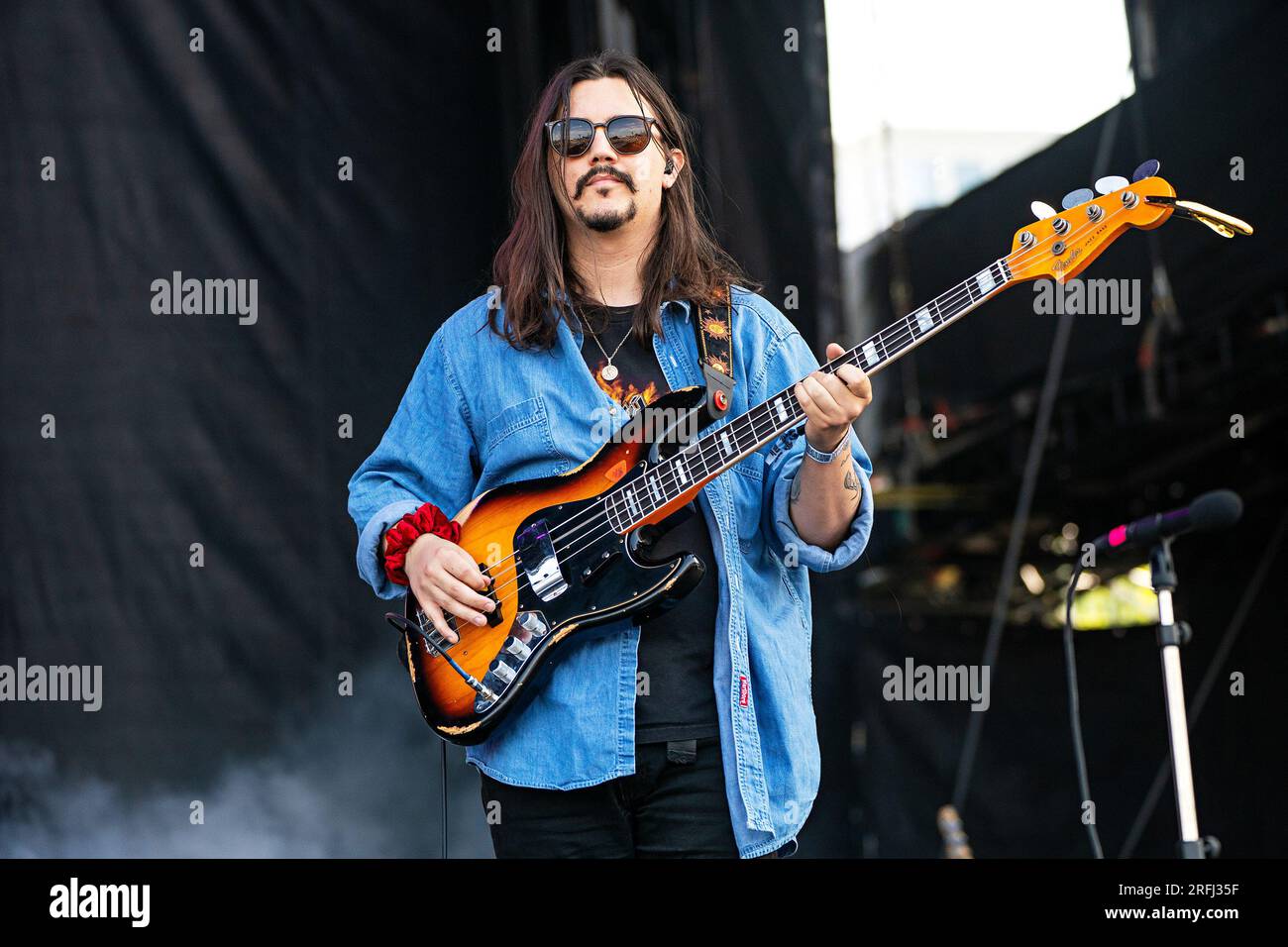 Ash Kabosu of Lovejoy performs on day one of the Lollapalooza Music Festival on Thursday, Aug. 3 ...