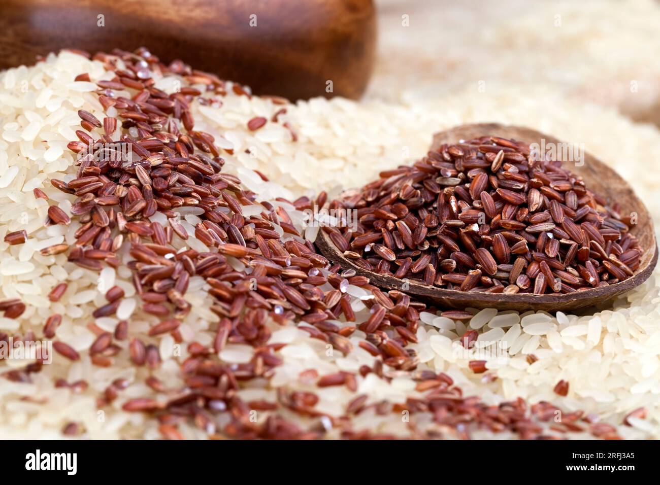 mixed rice of several types before cooking, mixed steamed rice and ...