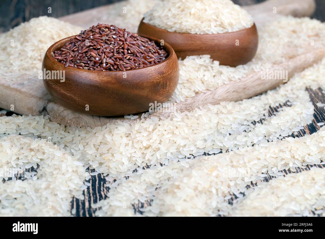 mixed rice of several types before cooking, mixed steamed rice and ...