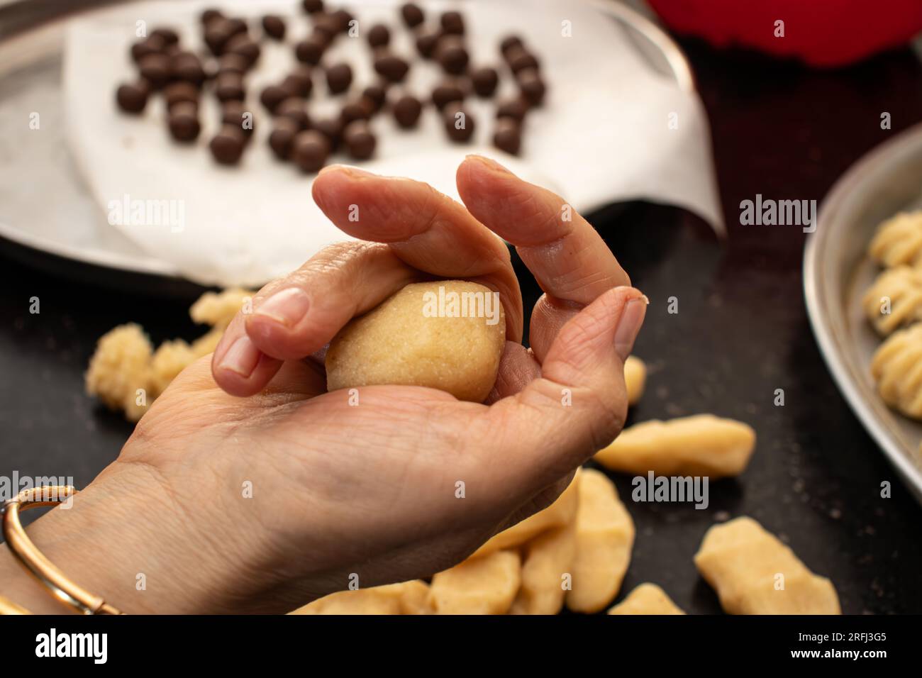 Process of making arabic cookies and kahk for islamic eid after ramadan ...