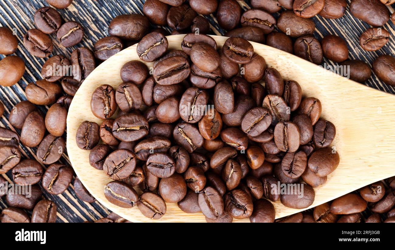 coffee beans for the production of delicious coffee in a measuring ...