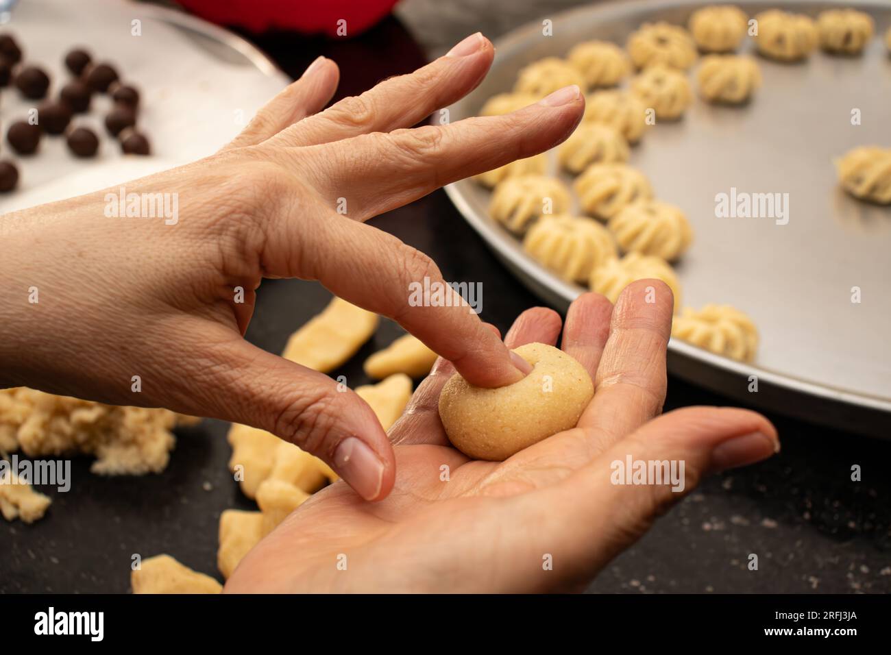 Process of making arabic cookies and kahk for islamic eid after ramadan ...