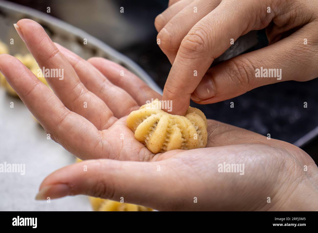 Process of making arabic cookies and kahk for islamic eid after ramadan ...