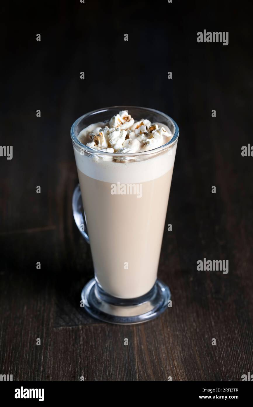 raf coffee made from espresso coffee with popcorn and cream, coffee in ...