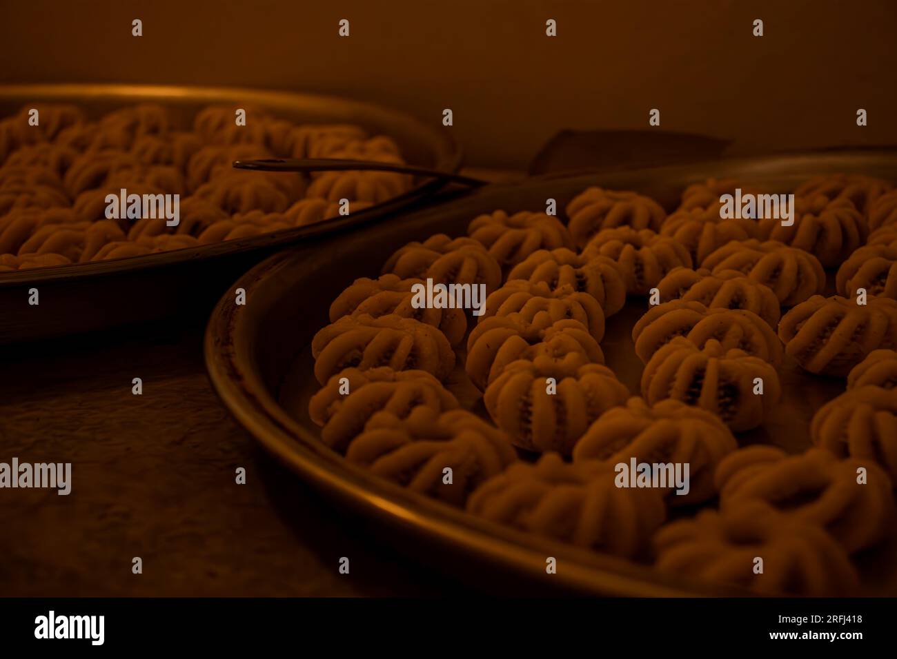 Process of making arabic cookies and kahk for islamic eid after ramadan ...