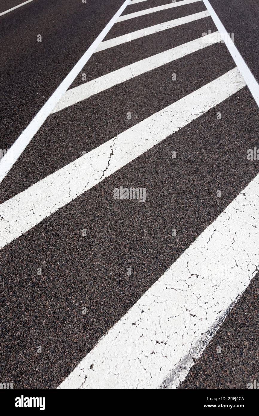 painted with white paint automobile road markings, paved road with ...