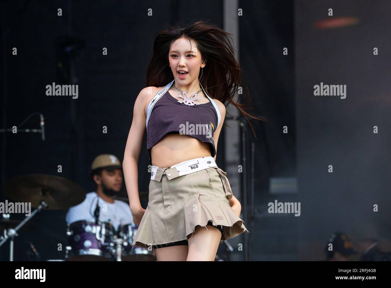Hyein of NewJeans performs on day one of the Lollapalooza Music Festival on Thursday, Aug. 3 ...