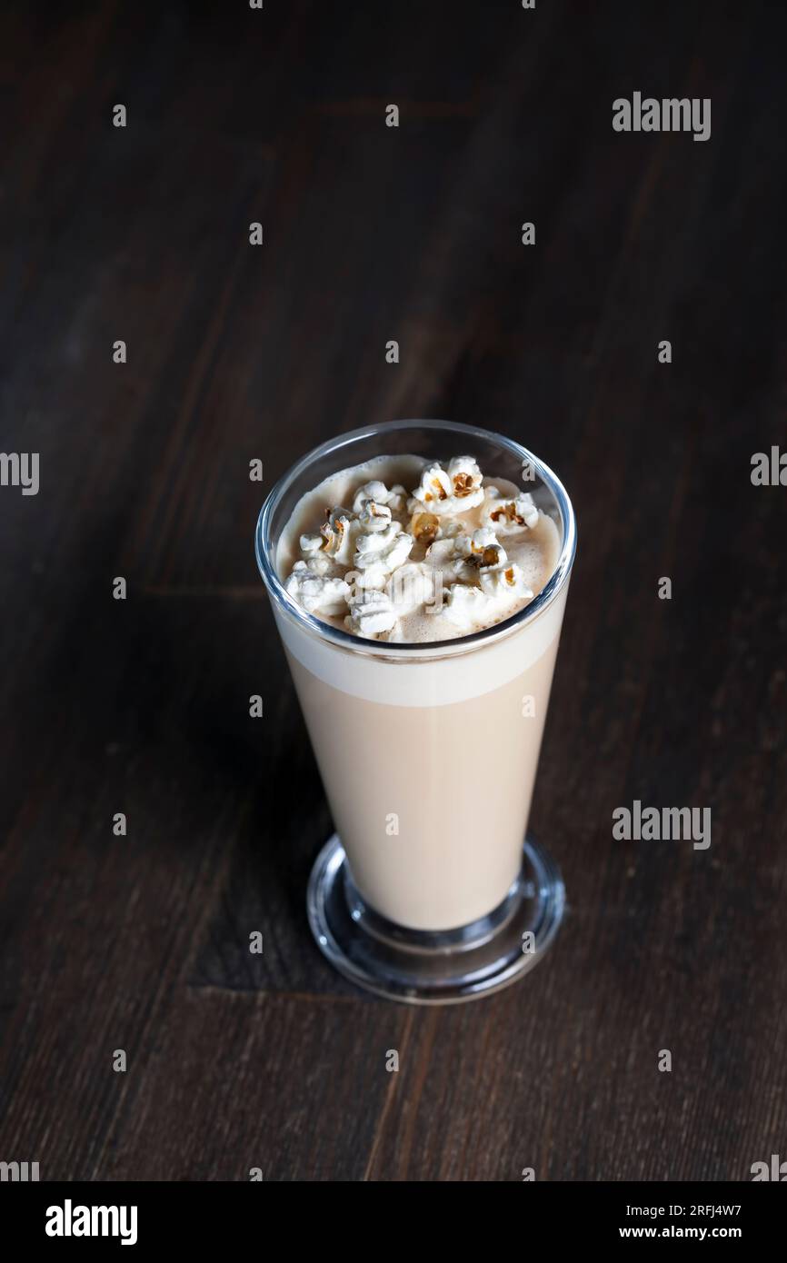 raf coffee made from espresso coffee with popcorn and cream, coffee in ...