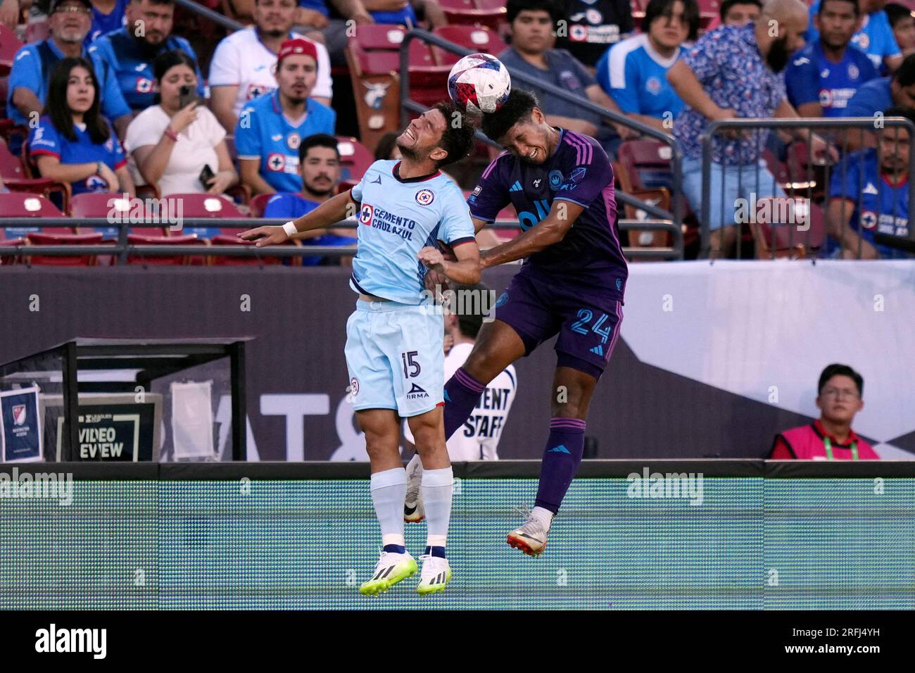 Cruz Azul midfielder Ignacio Rivero (15) and Charlotte FC defender ...