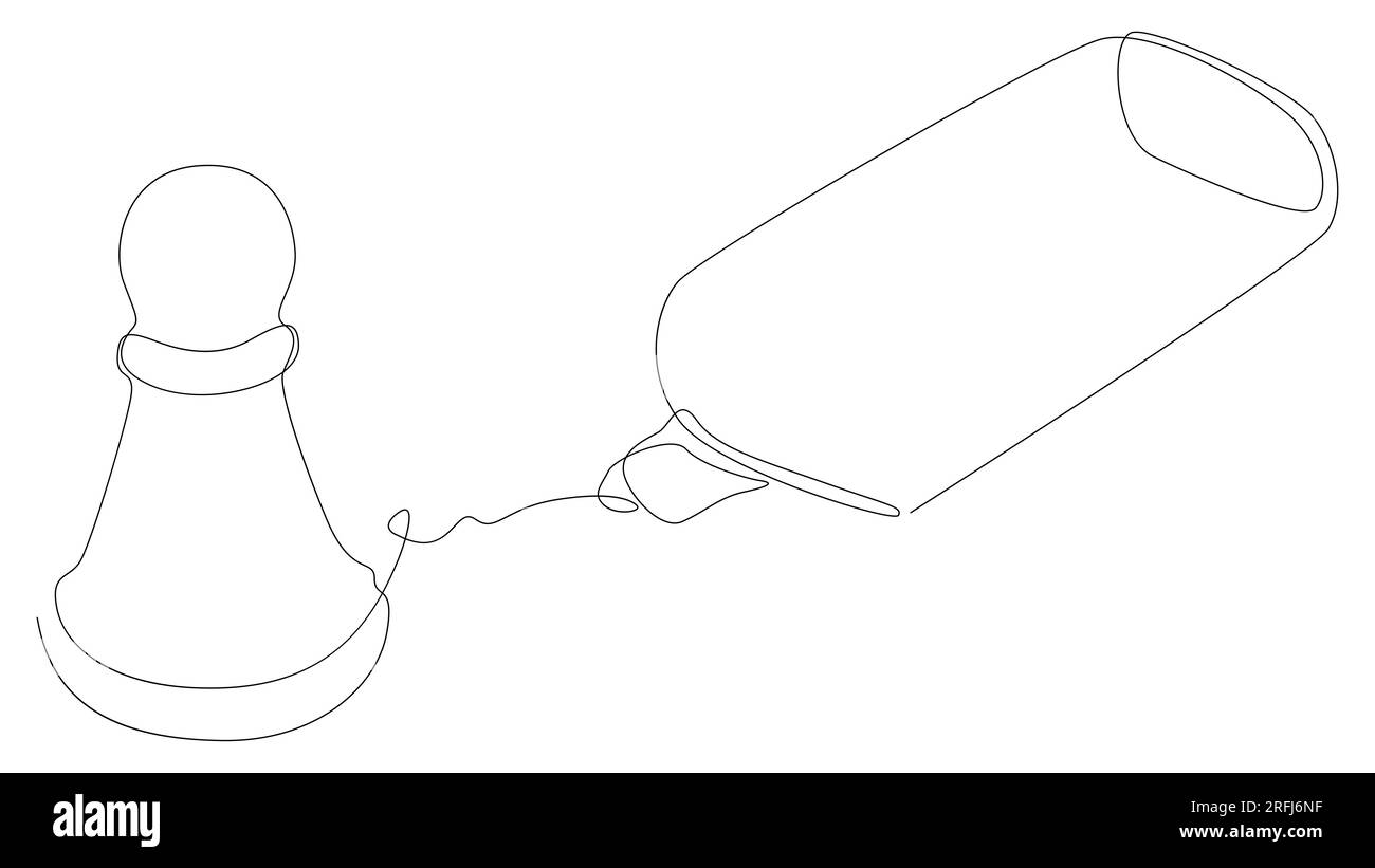 One continuous line of pawn, chess piece drawn by felt tip pen, pencil ...