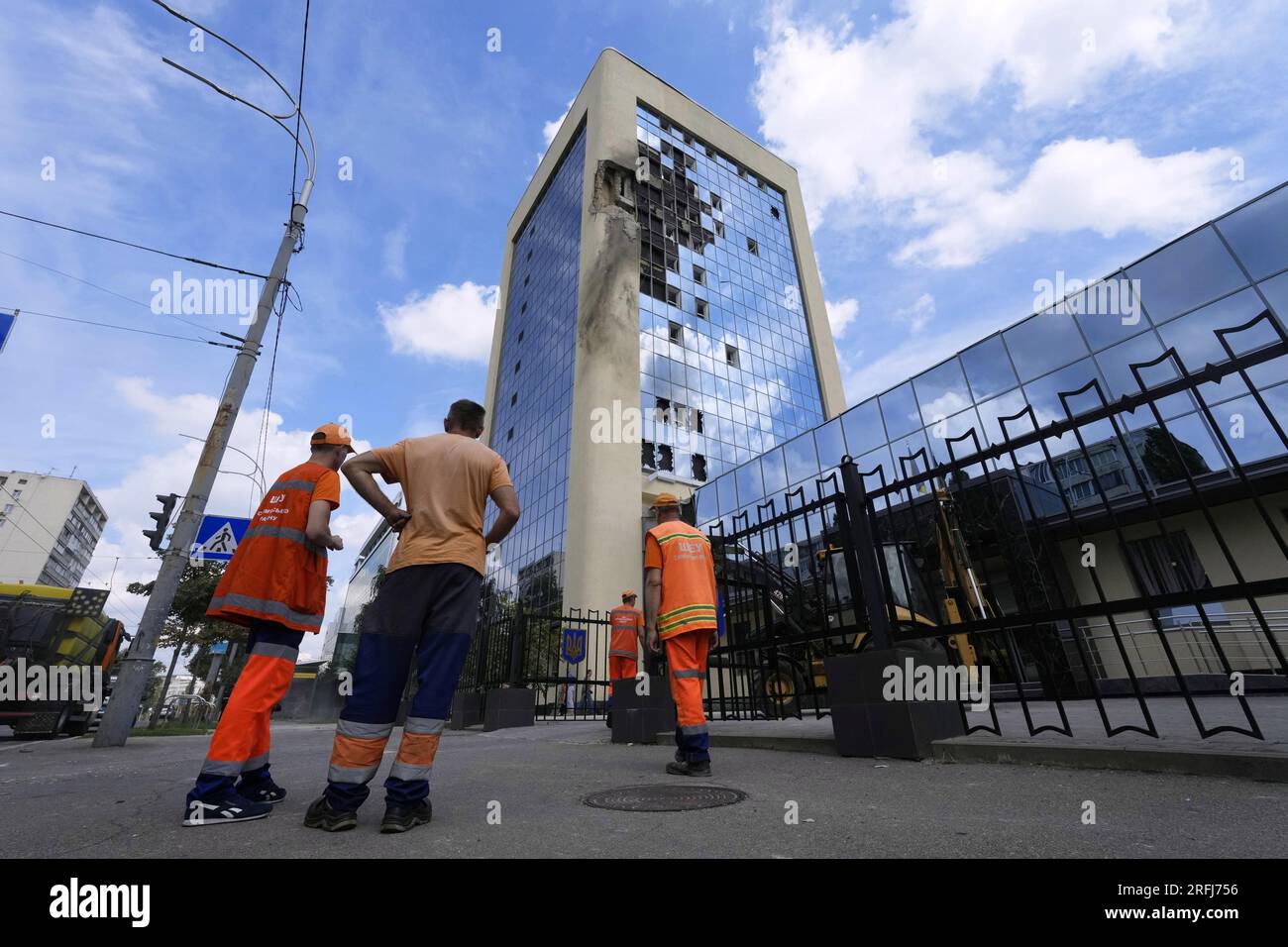 Photo taken on Aug. 2, 2023, shows a damaged building in the Ukrainian ...