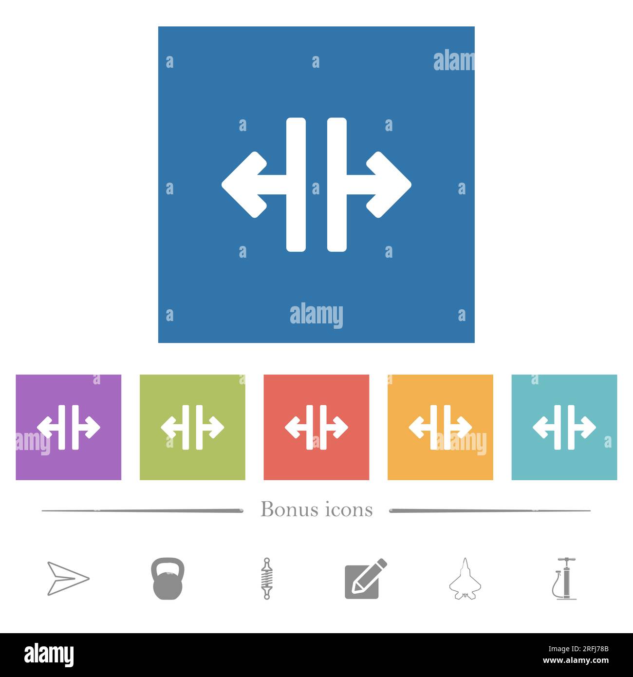 Vertical split tool flat white icons in square backgrounds. 6 bonus ...