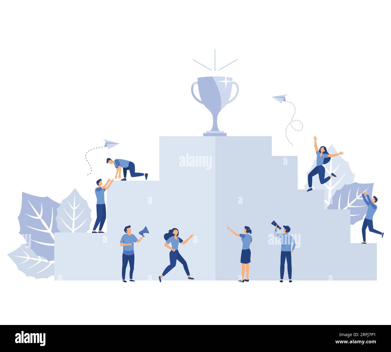 career development concept, businessmen climb the ladder to the goal in ...