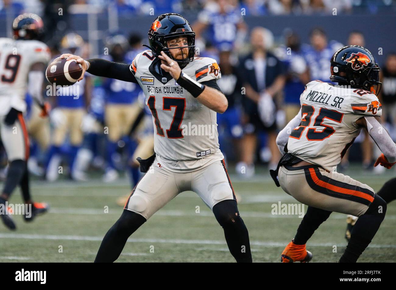 B.C. Lions quarterback Dane Evans (17) throws a pass against the ...