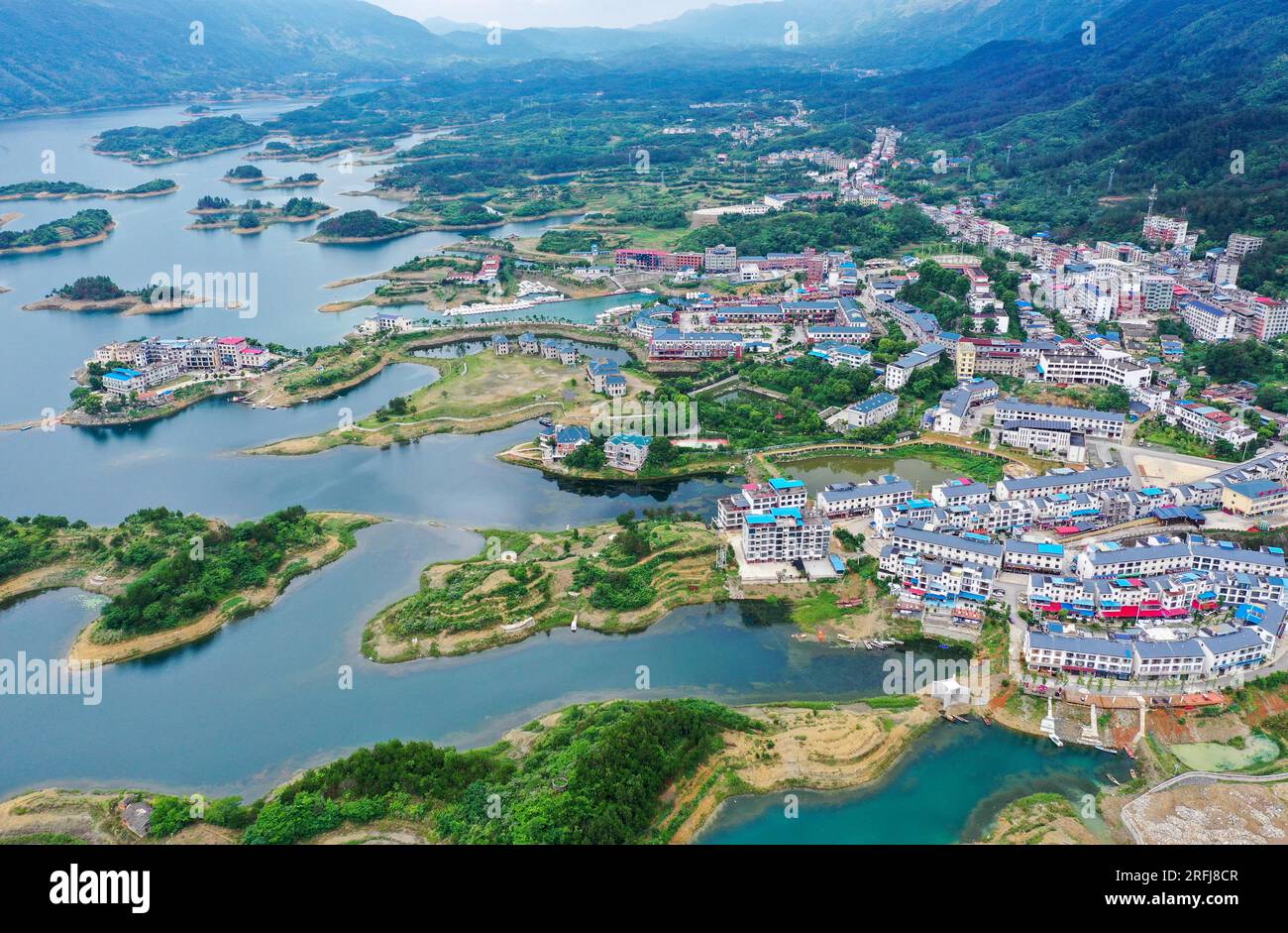 Aerial photo shows the summer scenery of Xiandao Lake in Huangshi City ...
