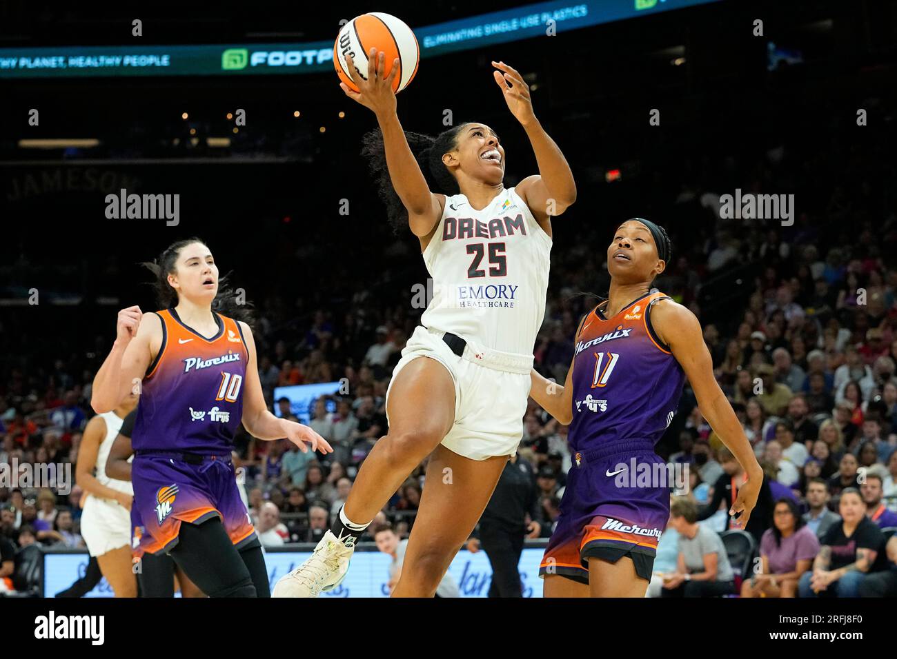 Atlanta Dream Monique Billings (25) shoots over Phoenix Mercury Shey ...