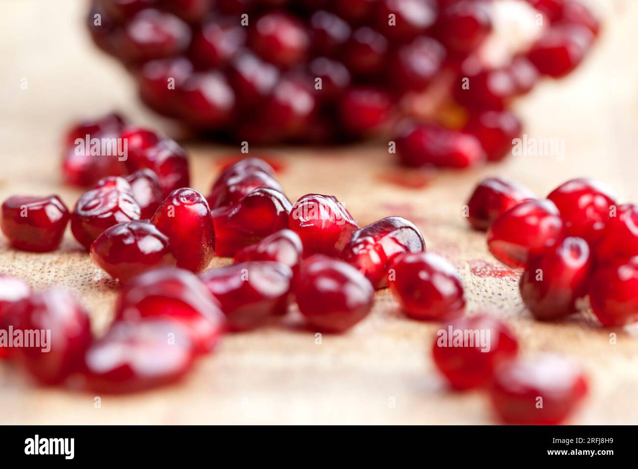 fresh pomegranate close up, red and ripe fruit pomegranate with red ...