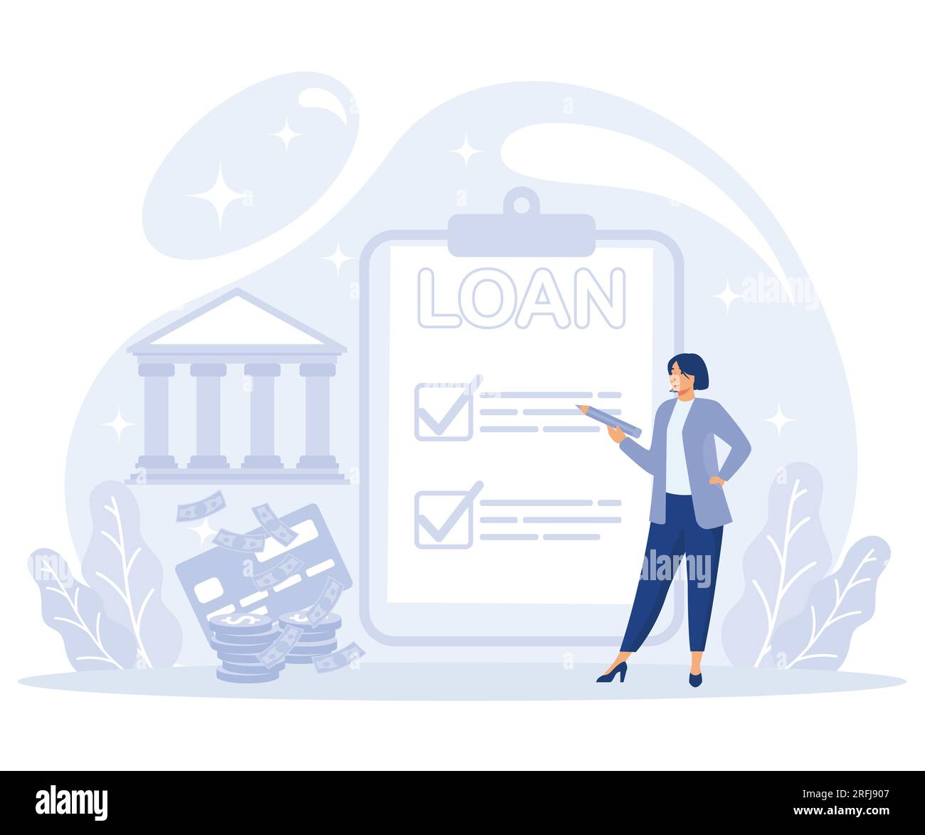 Bank service concept, loan disbursement, student loan, financial ...