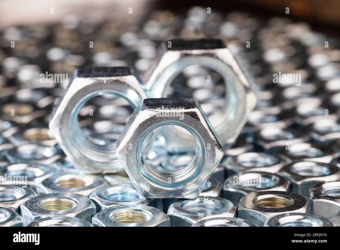 steel nuts for use in installation and construction work Stock Photo ...