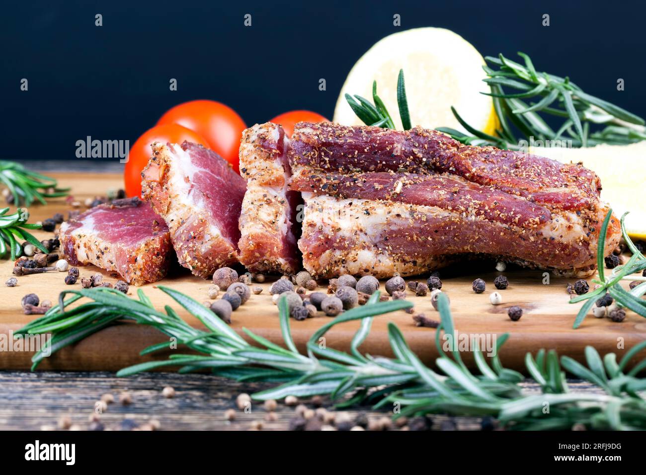 beef meat with lard cut into pieces, beef meat products with spices ...