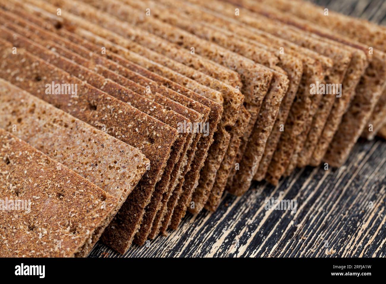 dry crusty bread made from rye flour with coriander, thin bread as a ...
