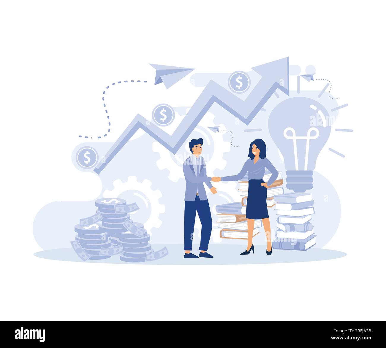 venture investment concept, Business people shaking hands, Happy man ...