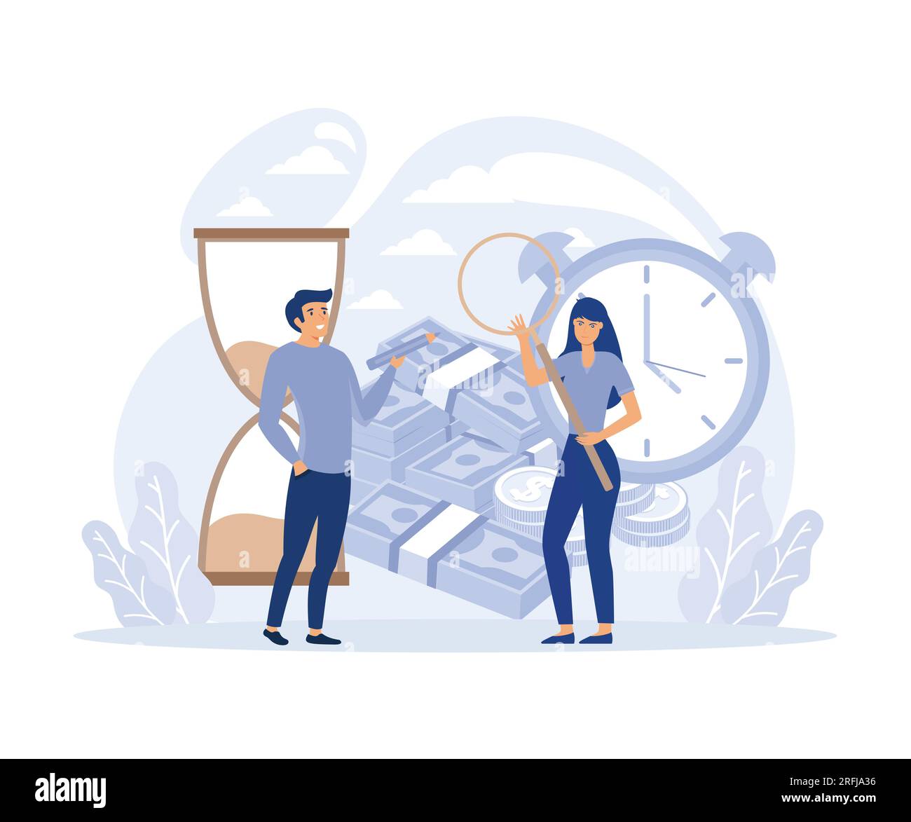 Financial Analyze Money Profit Income Increase. Time Management Working ...