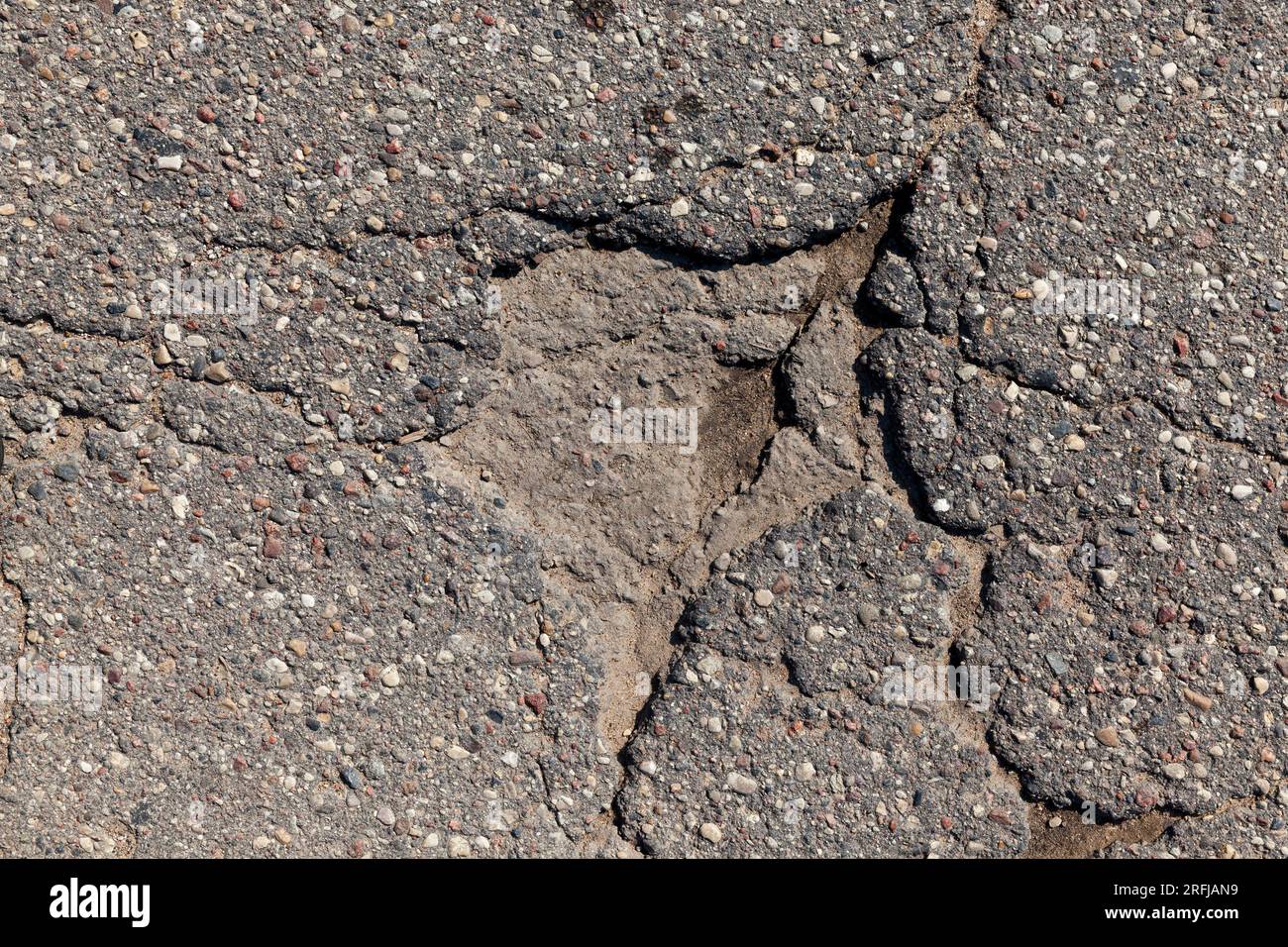 paved road with a lot of holes and potholes, poorly made and dangerous ...