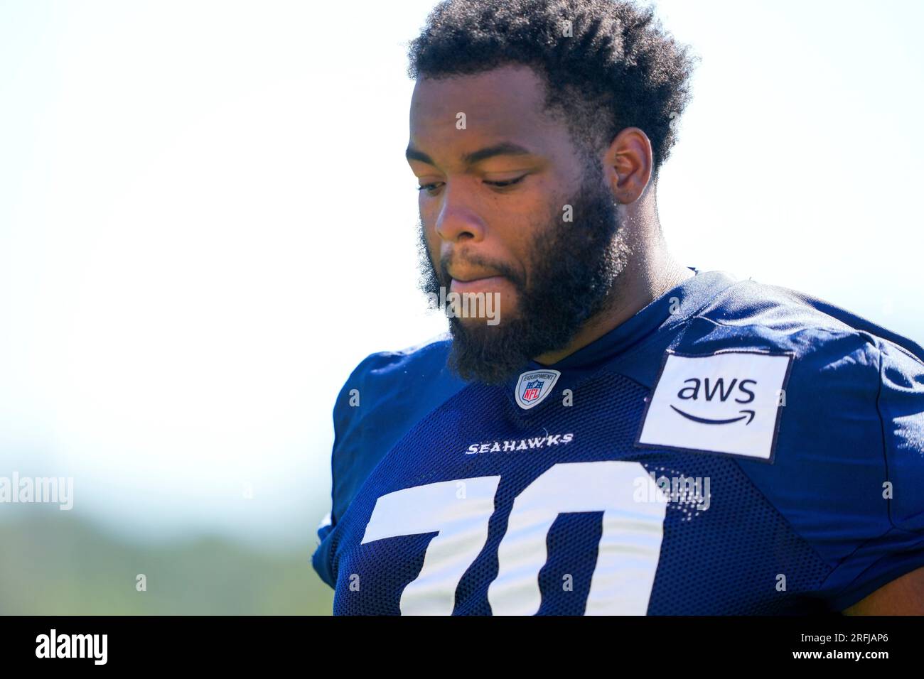 Seattle Seahawks guard Anthony Bradford (70) walks off the field after ...