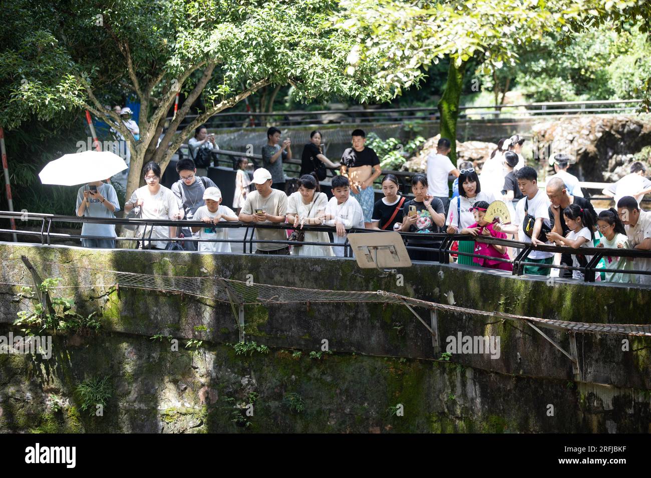 Many people come to watch the Malayan sun bear who can stands upright ...