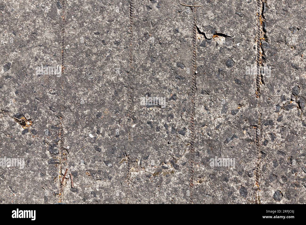 old collapsing reinforced concrete slabs laid for pedestrian and ...