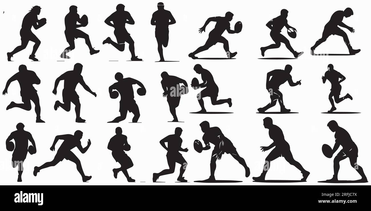 A set of silhouette Rugby vector illustration Stock Vector Image & Art ...