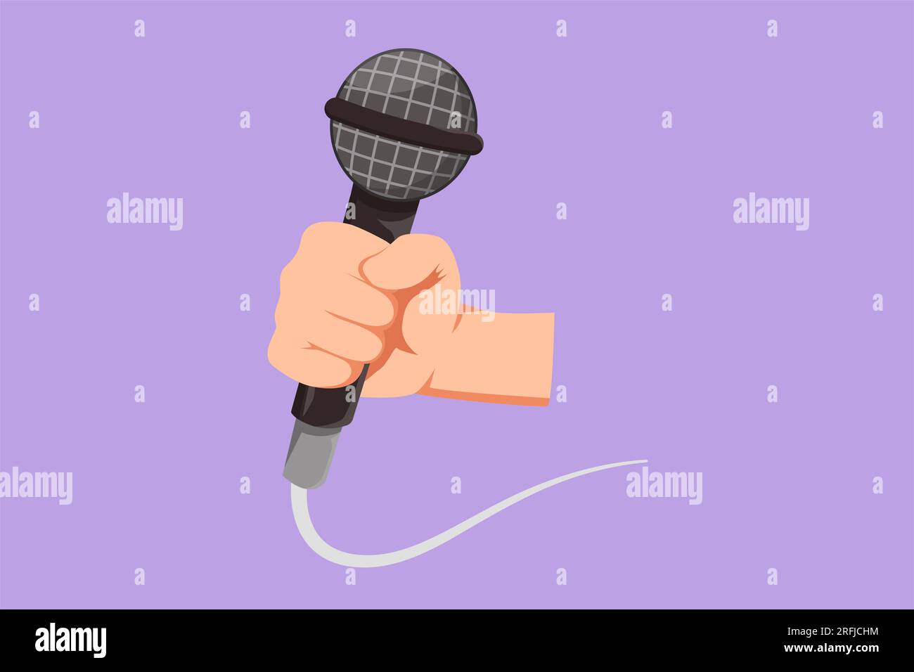 Character flat drawing karaoke man sings song with microphone. Singer ...
