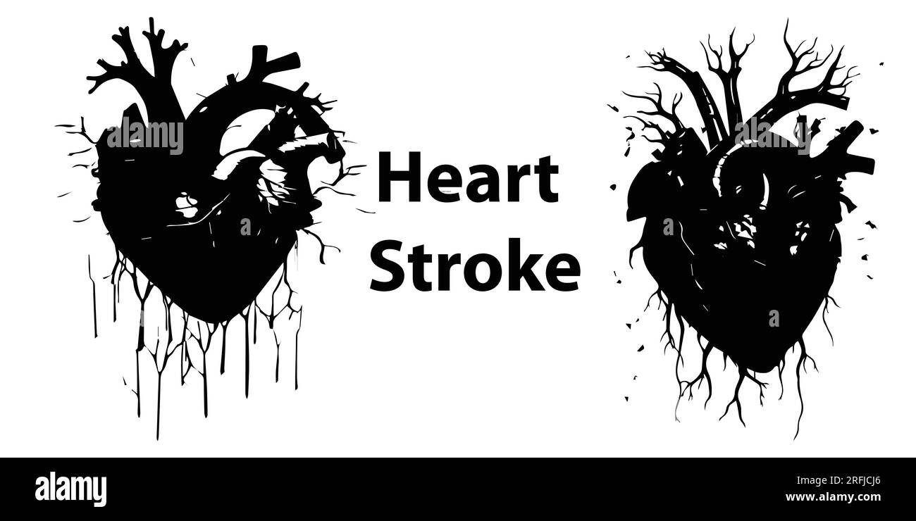 Two Silhouette Heart Stroke vector illustration Stock Vector Image ...