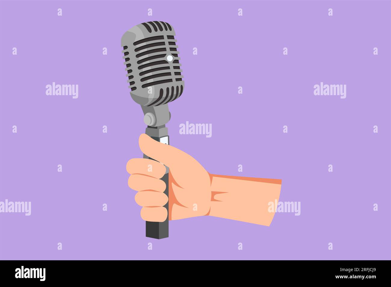 Graphic flat design drawing hand with a retro microphone logo, icon ...