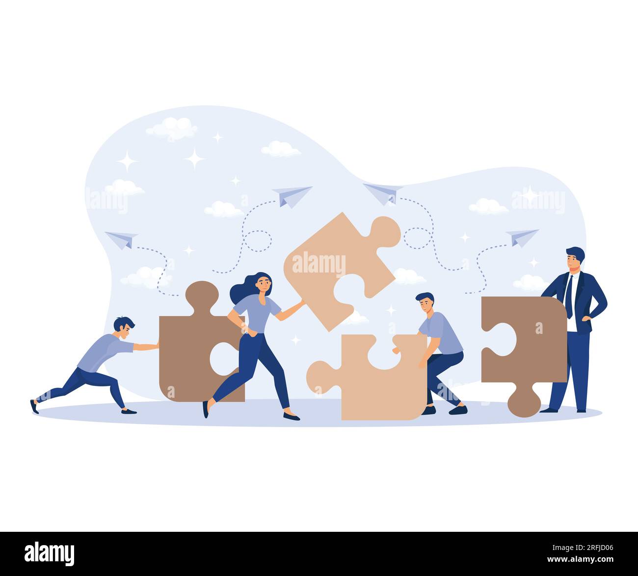 Business concept. people connecting puzzle elements, Symbol of teamwork ...