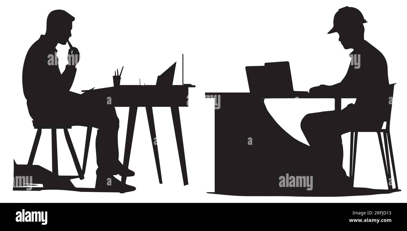 Silhouette Reading And Planning People Vector illustration Stock Vector ...