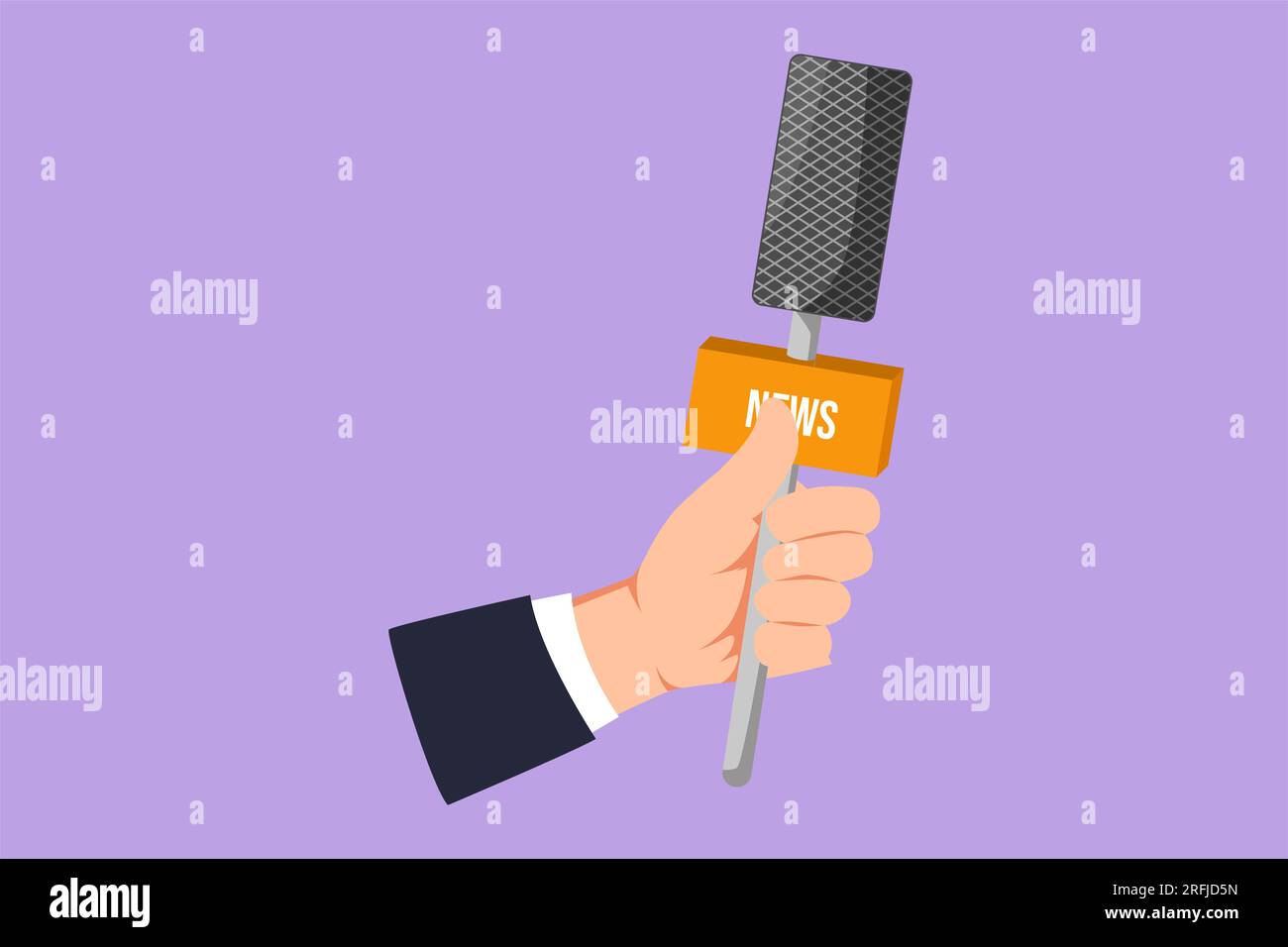 Character flat drawing hand with microphone logo, visual on global news ...