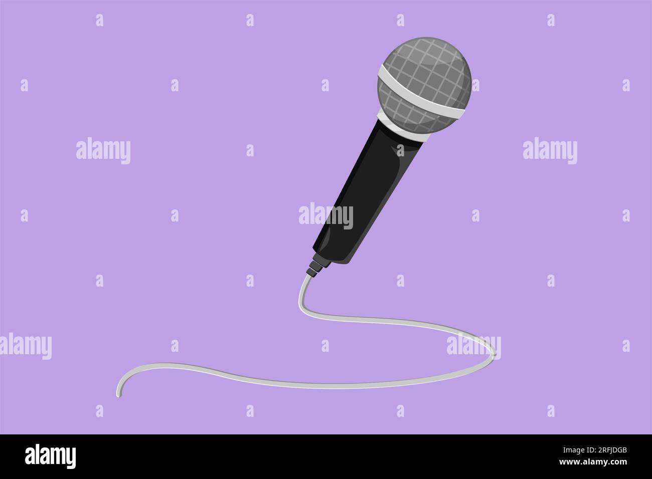 Cartoon flat style drawing microphone for karaoke isolated on blue ...