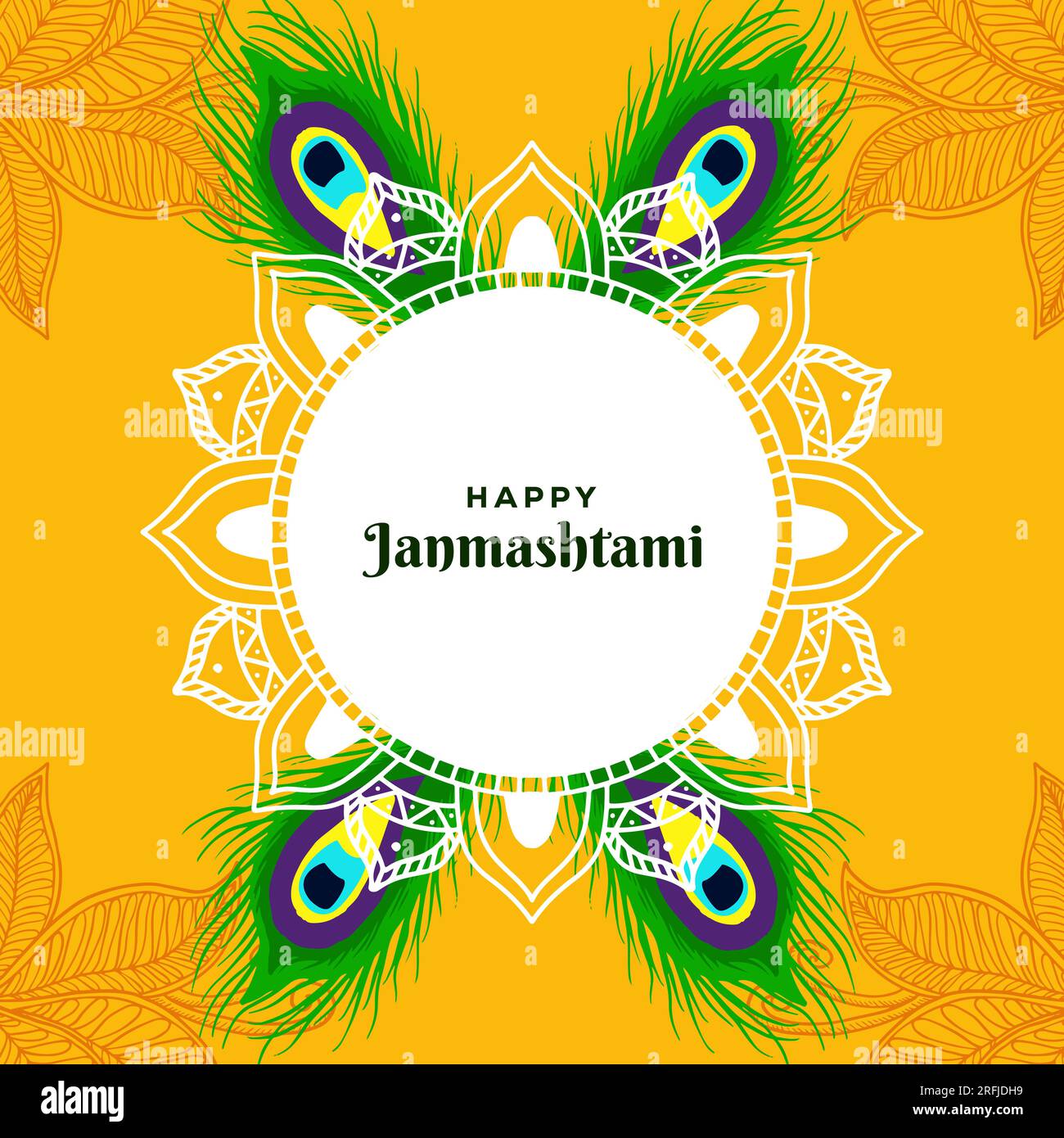 happy janmashtami vector illustration with peacock feather Stock Vector ...