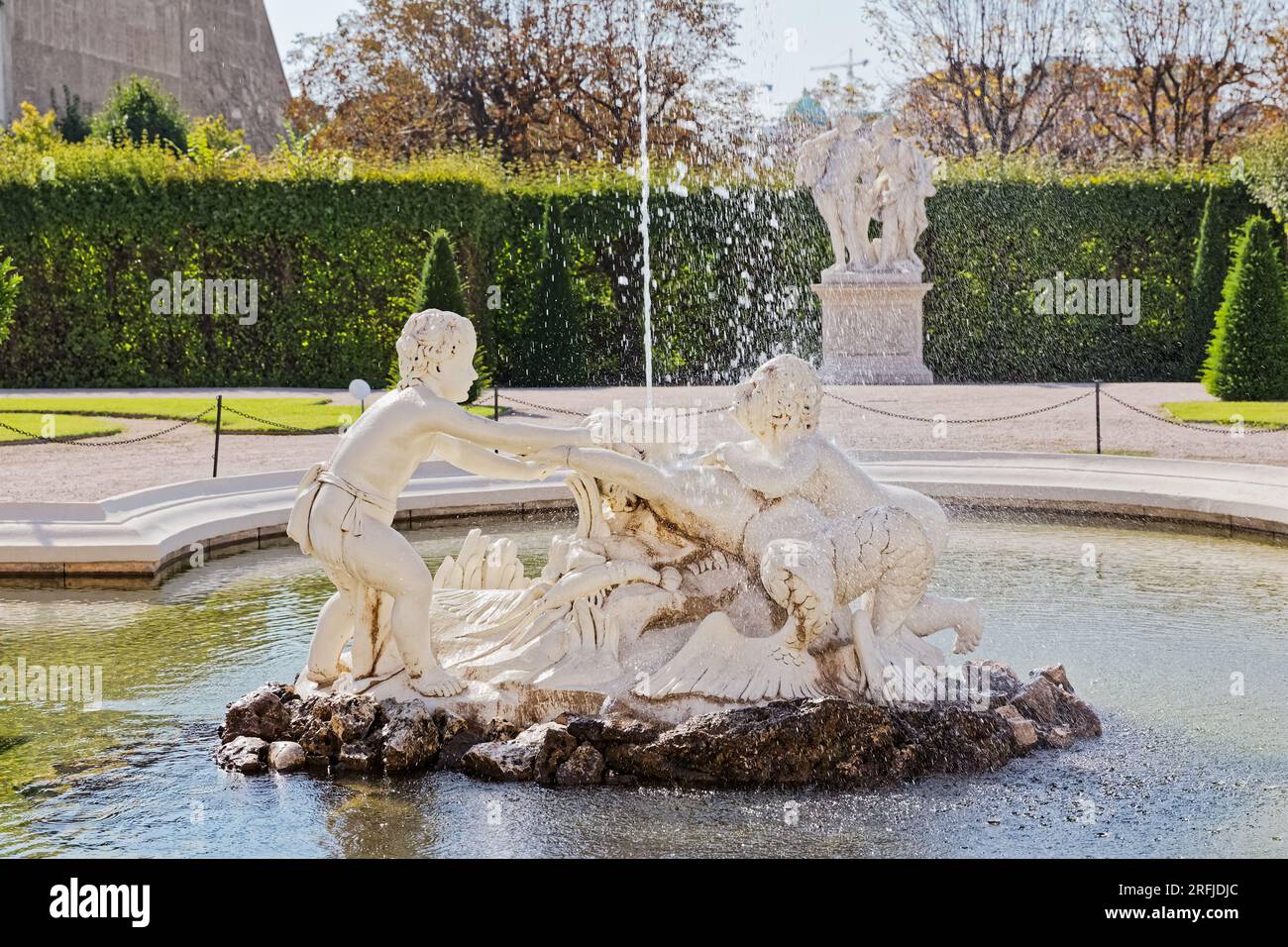 Vienna Belvedere stone statues in fountain Austria Stock Photo - Alamy