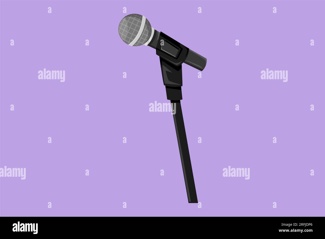 Graphic flat design drawing stylized stand mic with microphone on blue ...