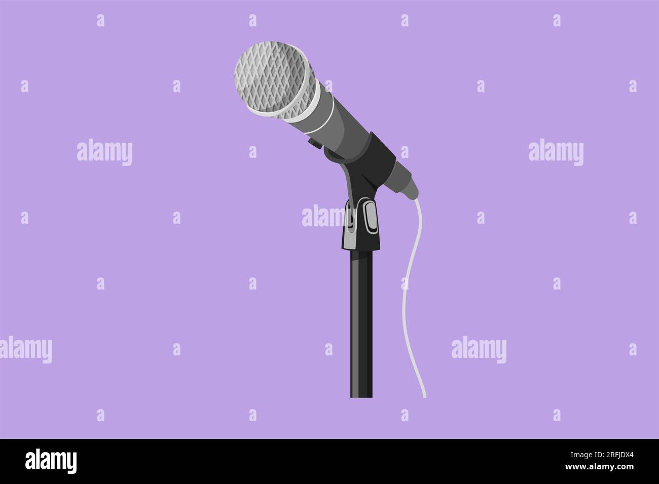 Cartoon flat style drawing of modern microphone on mic stand icon, logo ...