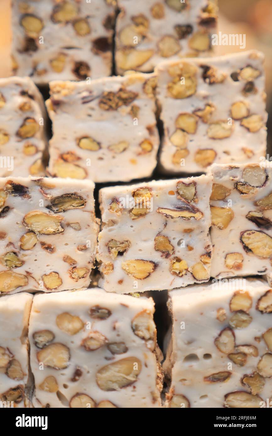 traditional Turkish delight With Nut Stock Photo - Alamy
