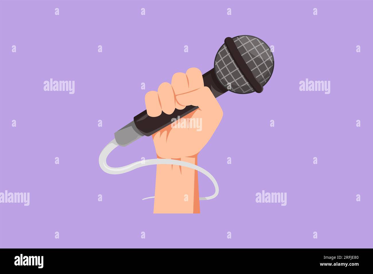 Character flat drawing microphone in hand logo, icon, label, symbol ...