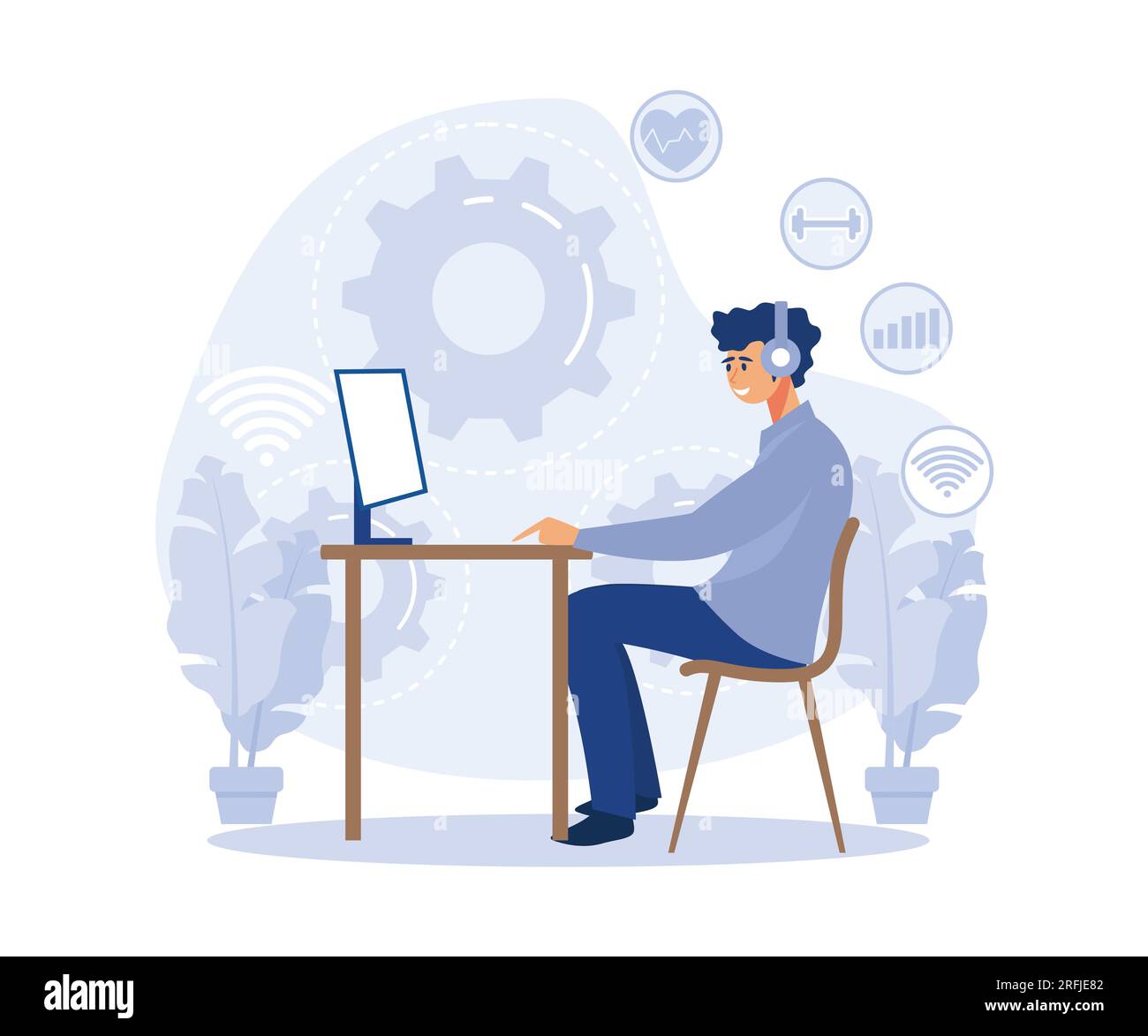 Professional workspace , employee care. Modern workplace, health ...