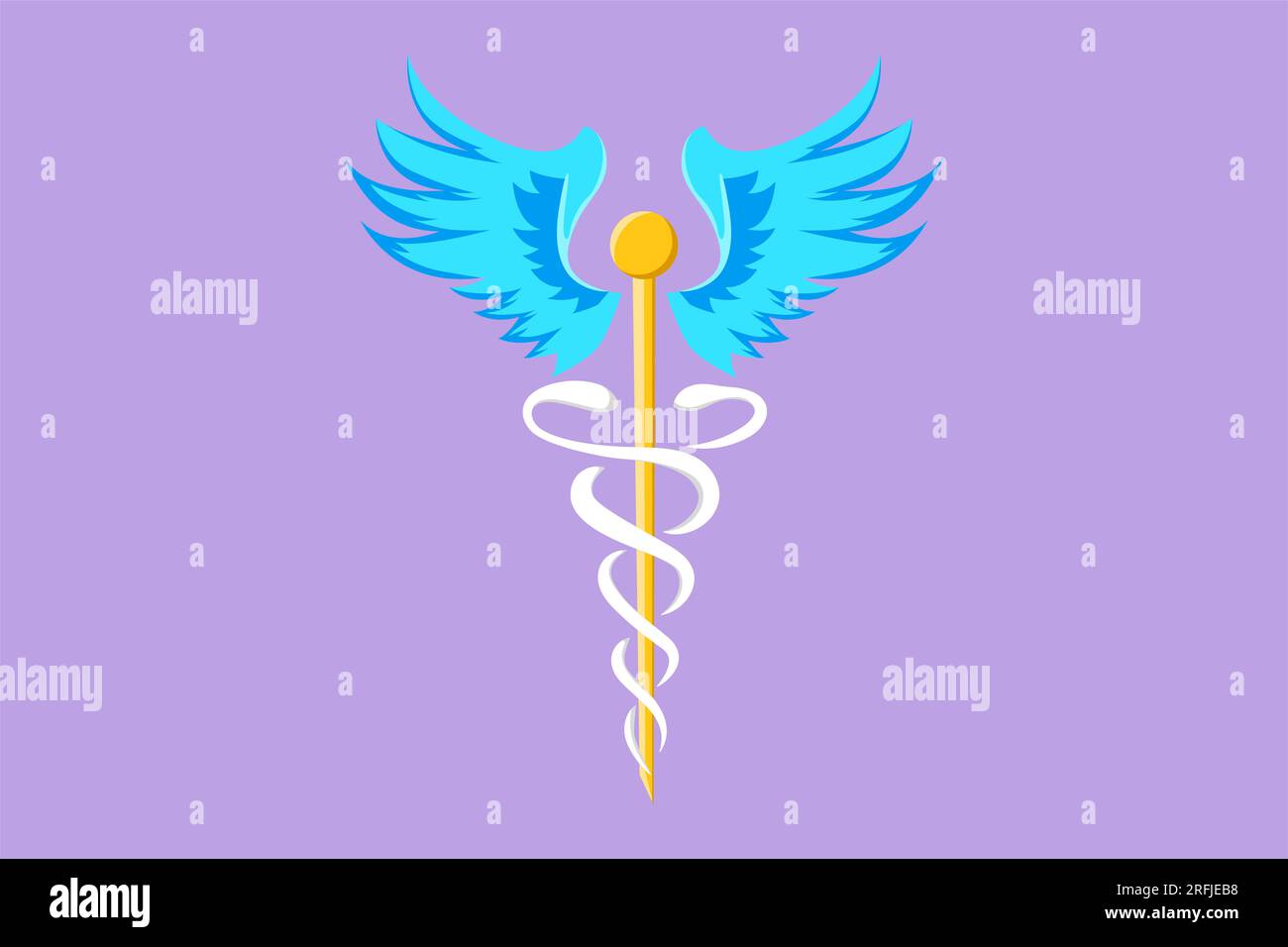 Cartoon flat style drawing caduceus logo, medical center, pharmacy ...