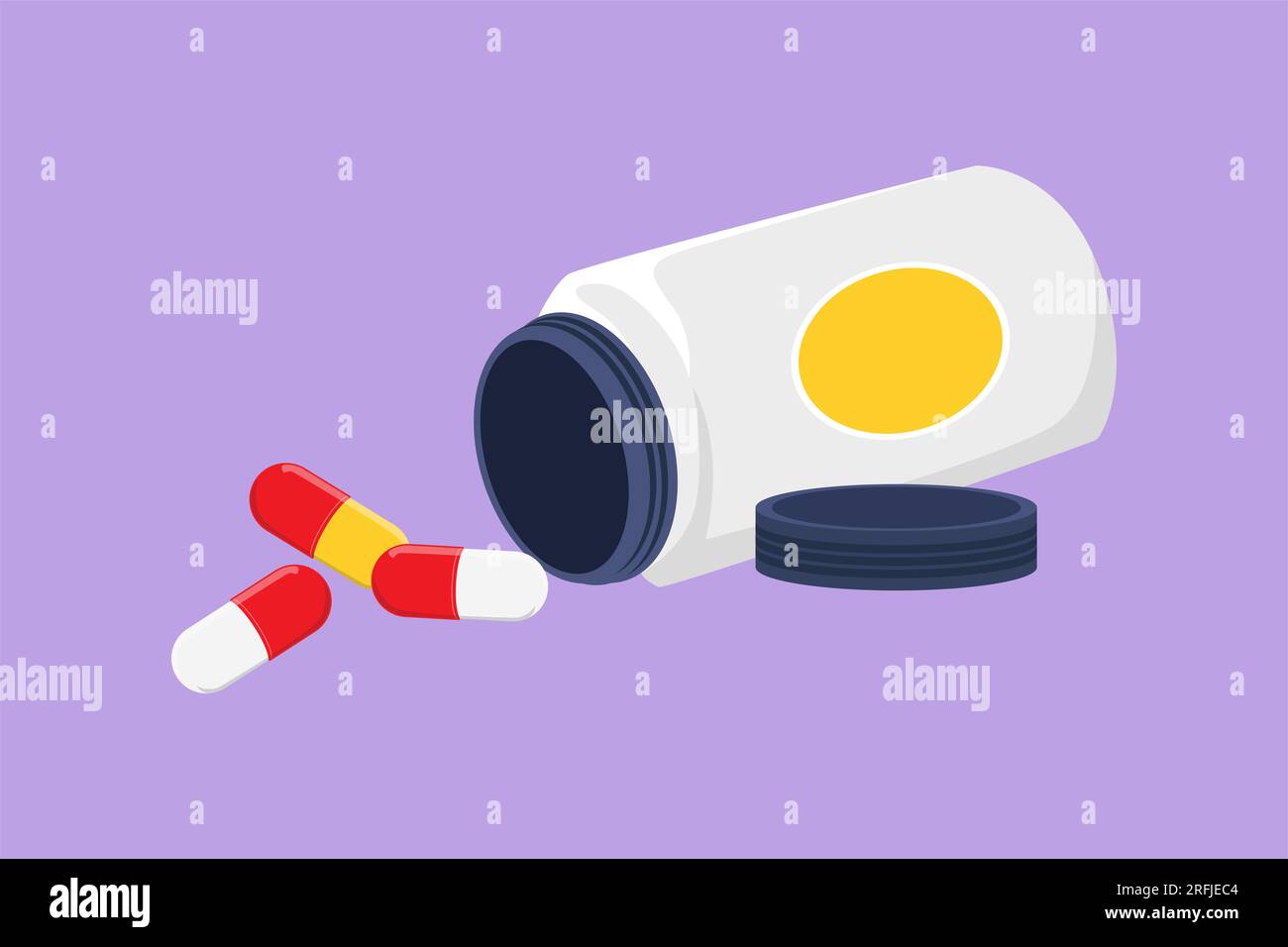 Cartoon flat style drawing plastic bottle of pills in isometric view ...