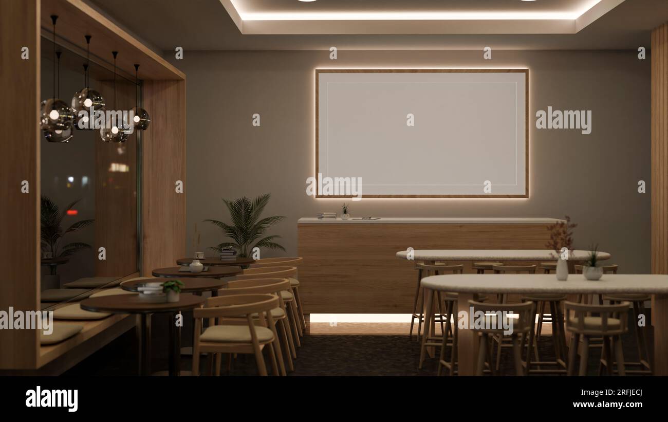 Interior design of a beautiful and luxurious coffee shop or restaurant ...